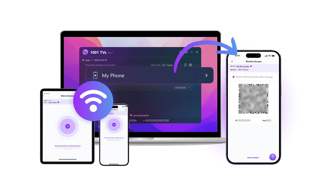 Screen Mirroring Receiver for iPhone, iPad & Android | 1001 TVs